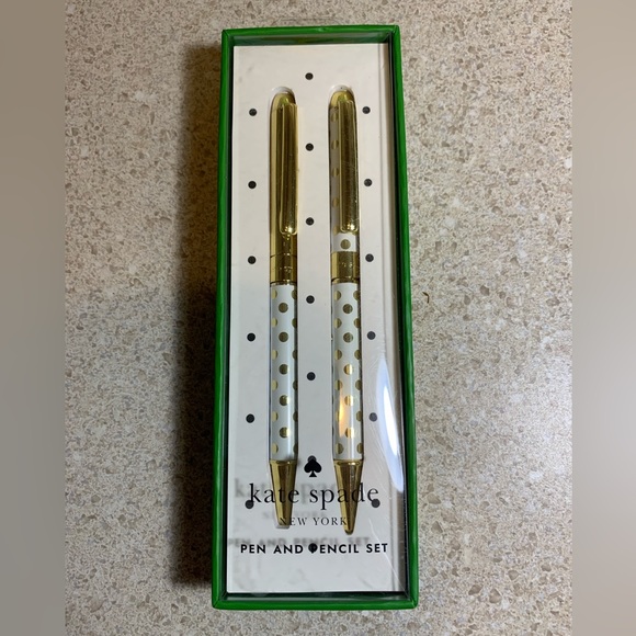 kate spade | Accessories | Kate Spade Pen And Pencil Set Gold Dot ...